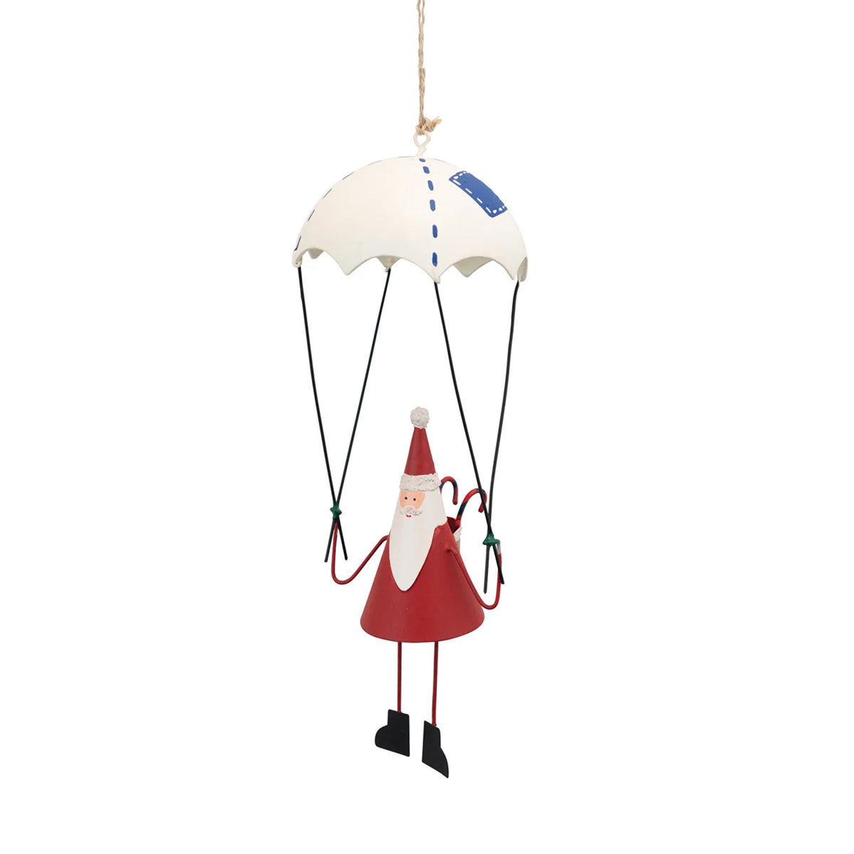 Santa with Parachute Ornament – Knot and Spool